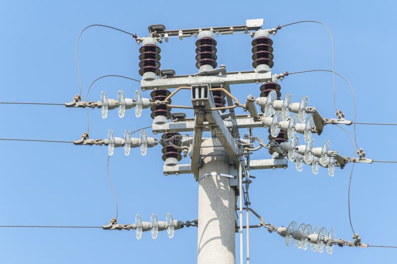 Power Pole with External Electric Separator on Top Stock Photo - Image ...