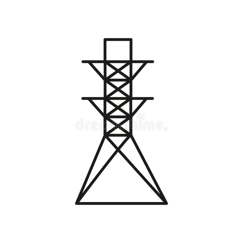 Power Pole Icon Flat Line Symbol Set Stock Illustration - Illustration ...