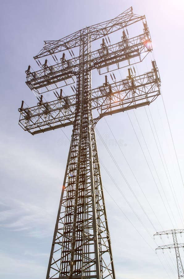 Large power pole stock image. Image of large, lenseflare - 184763235