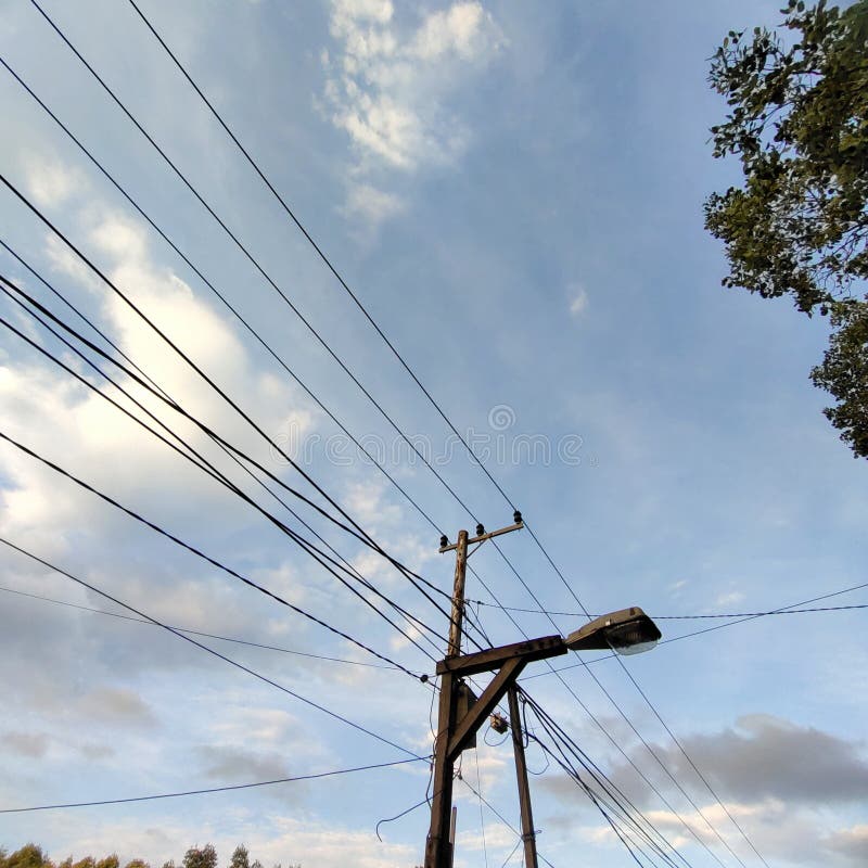 Power Pole Light Cable Afternoon Stock Photo - Image of tower, cable ...