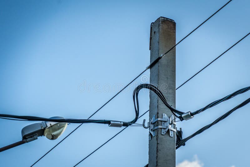 Power Pole. Photo of a Pole with Electric Wires Against the Sky Stock ...