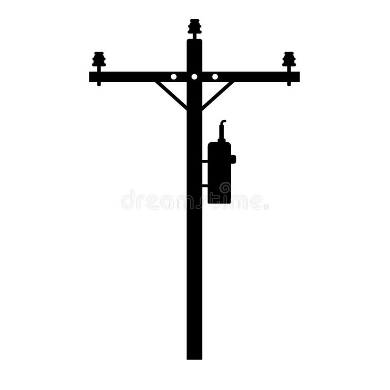 Power Pole Silhouette. Black and White Icon Design Elements on Isolated ...