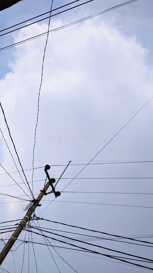 Power Pole with Stretched Wires Stock Photo - Image of line, pole ...