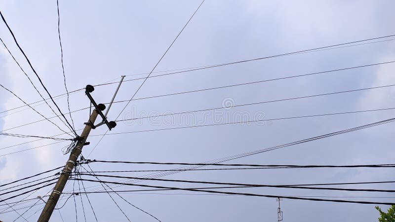 Power Pole with Stretched Wires Stock Photo - Image of power, iron ...