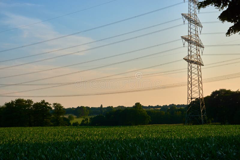 A power pole in the sunset stock photo. Image of industrial - 126666324