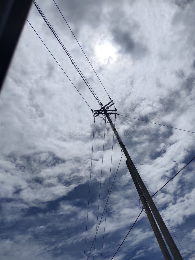 Power pole wiring stock image. Image of winter, white - 262479371