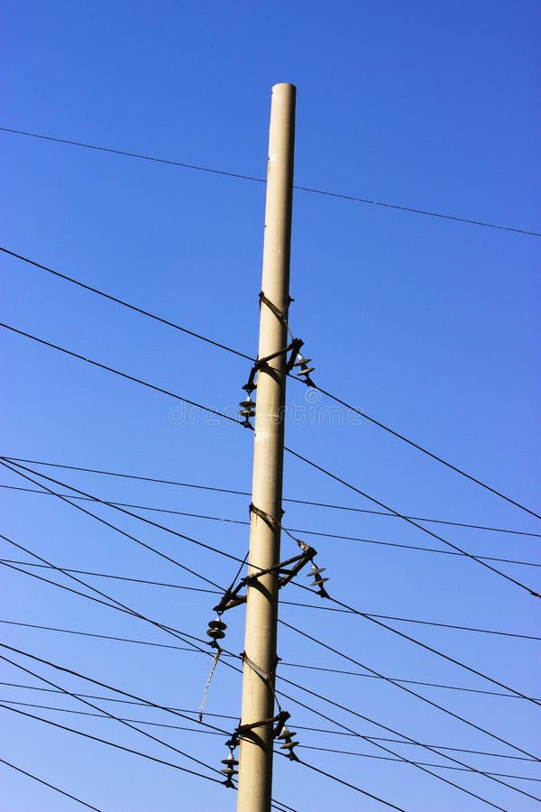 Electricity Poles and Power Cable with Blue Sky Stock Image - Image of ...