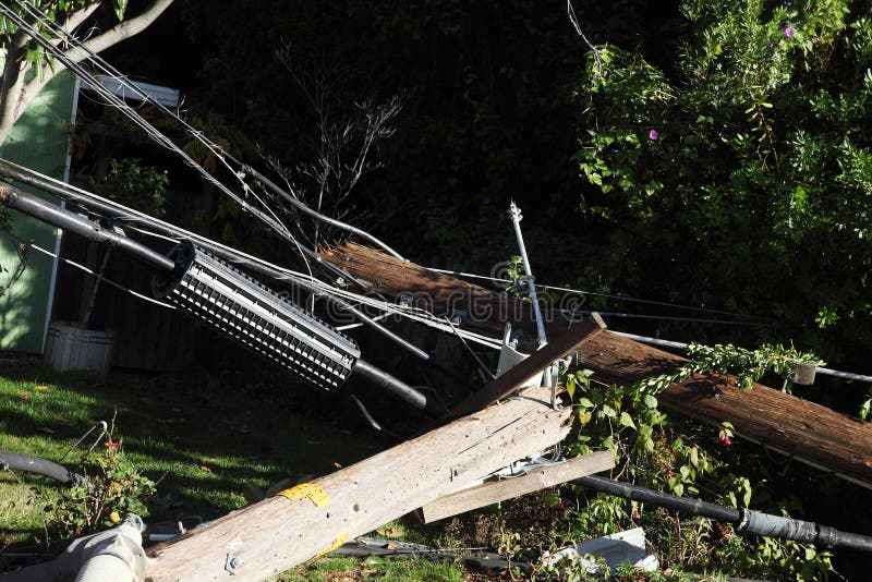 Power Poles after Auto Crash Stock Image - Image of poles, tangled ...