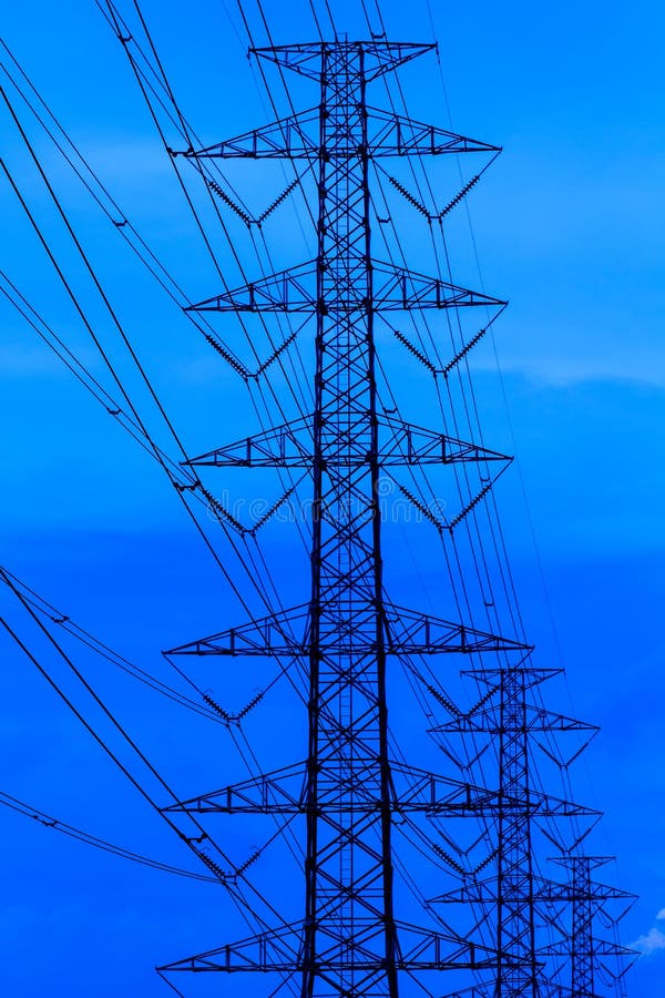Power Poles and Cables, High Voltage Vertical . Stock Photo - Image of ...