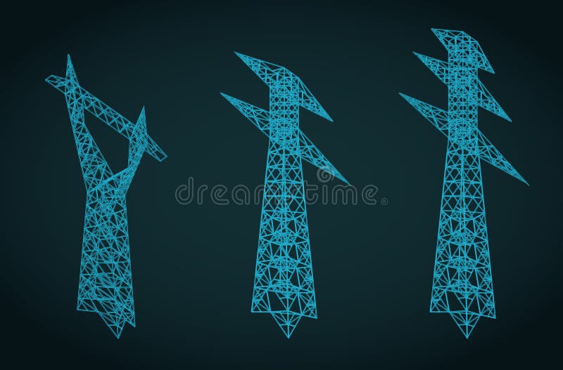 Power Poles Isometric Blueprints Stock Illustration - Illustration of ...