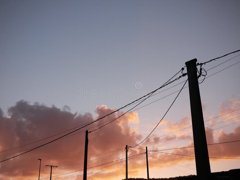 Power Poles with Multiple Wires and Cables on the Street Stock Image ...