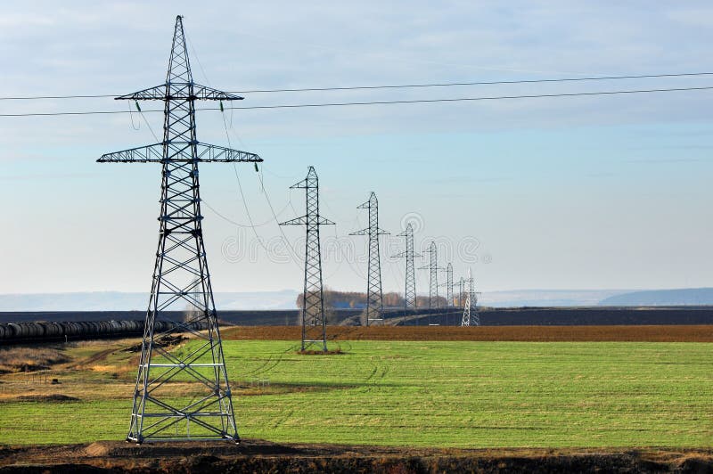 Power poles stock photo. Image of electricity, orange - 122294094