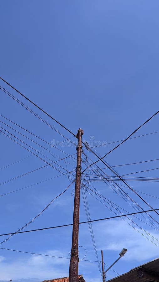 Power Poles with Untidy Wires Stock Photo - Image of untidy, television ...