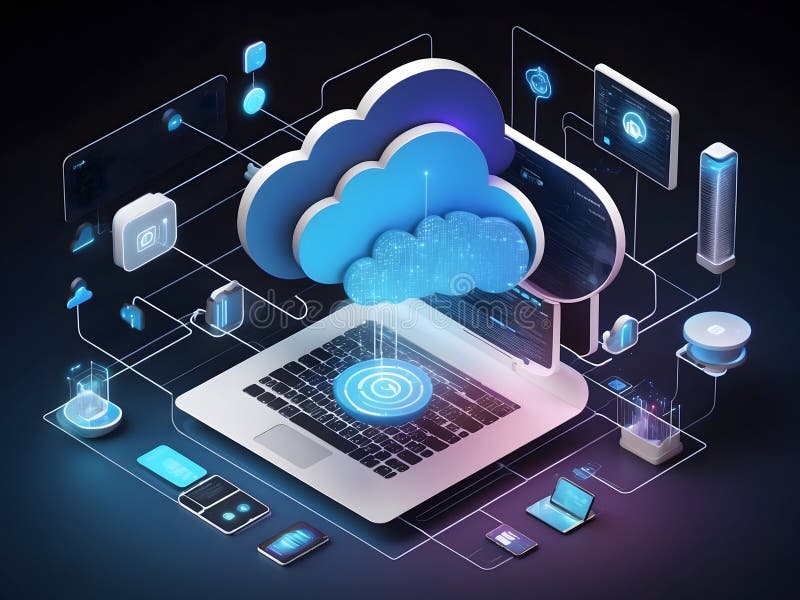 The Power and Potential of Cloud Data Storage Stock Illustration - Illustration of server, tool ...