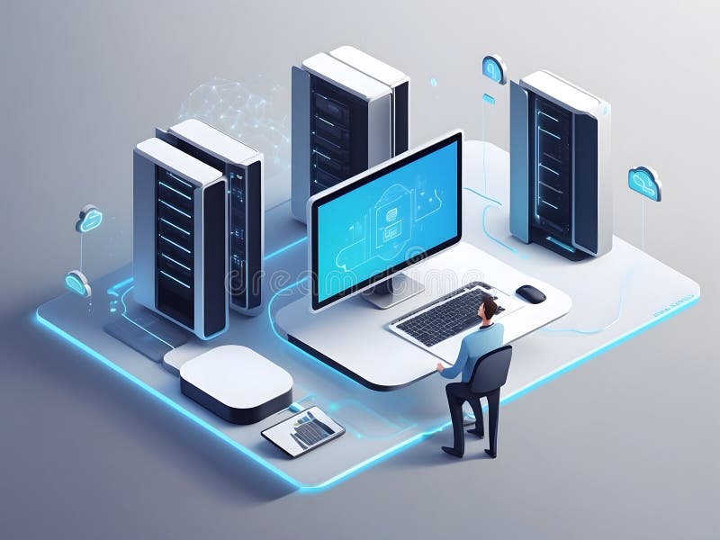 The Power and Potential of Remote Data Storage Stock Illustration ...