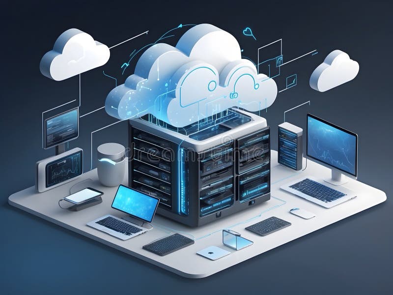 The Power and Potential of Remote Data Storage Stock Illustration ...