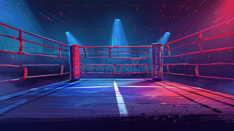 Power and Precision. Boxing Ring Under Bright Lights Concept Stock ...