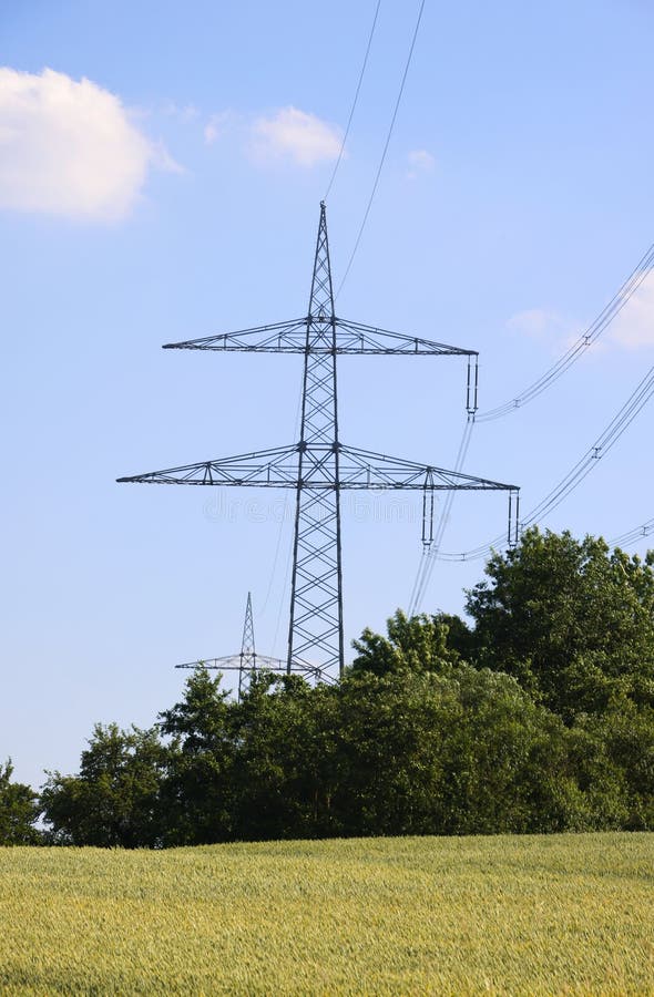 A Power Pylon in the Fields in Hohenlohe, Germany Stock Photo - Image ...