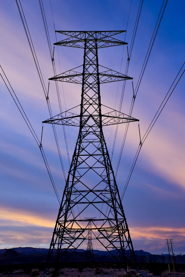Power Pylon at Sunset stock image. Image of cable, electricity - 164184631
