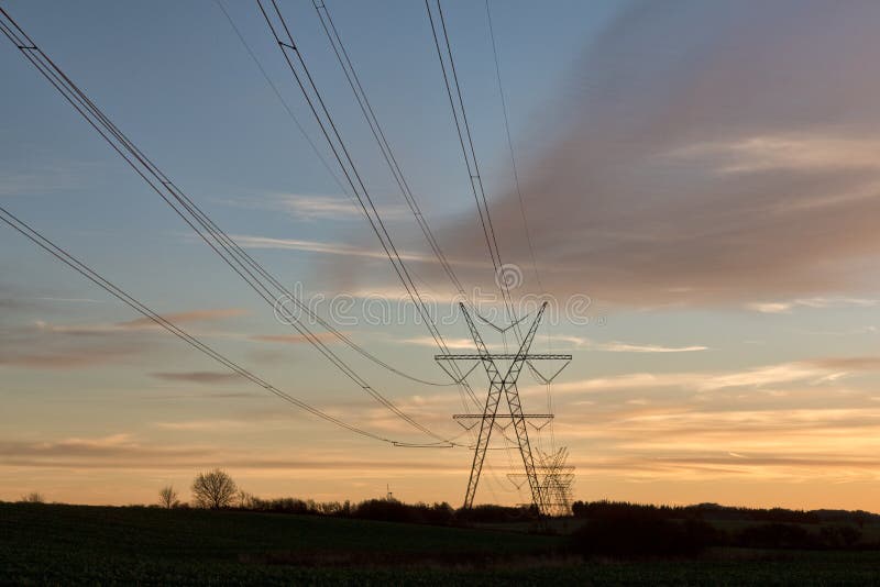Pylon at sunset stock image. Image of electrical, equipment - 26413503