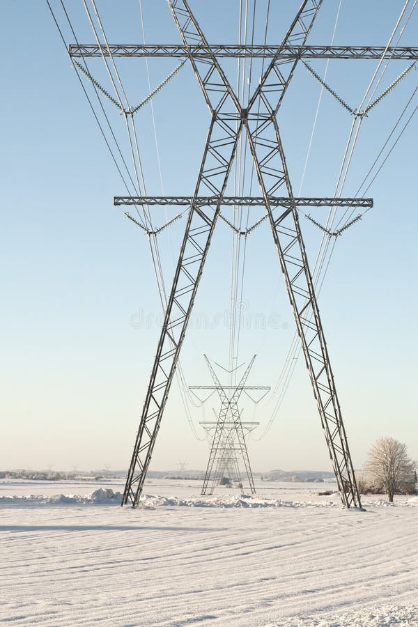 Power Pylons Against the Blue Sky Stock Photo - Image of pylon, steel ...