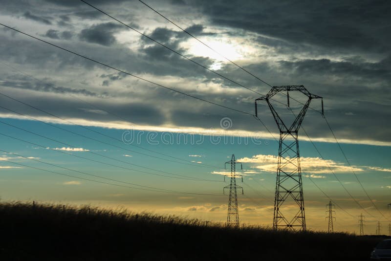 Power pylons stock image. Image of cloulds, power, industry - 57359113