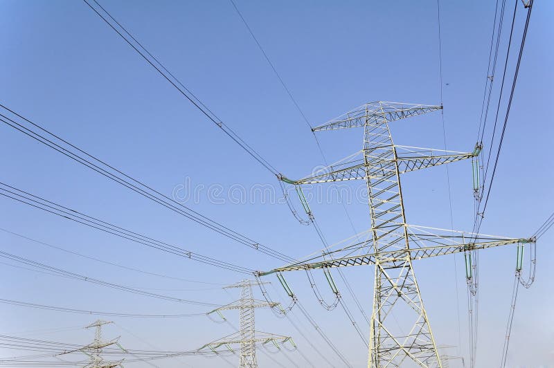 Power Pylons for Transporting Electricity Stock Photo - Image of ...