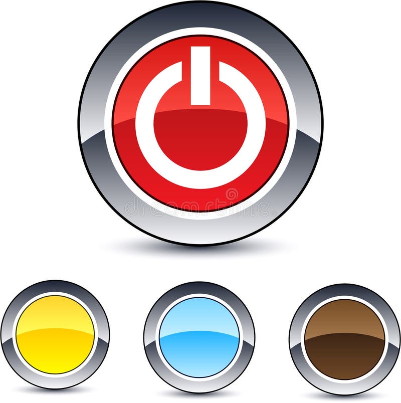 Power round button. stock vector. Illustration of chrome - 15083426