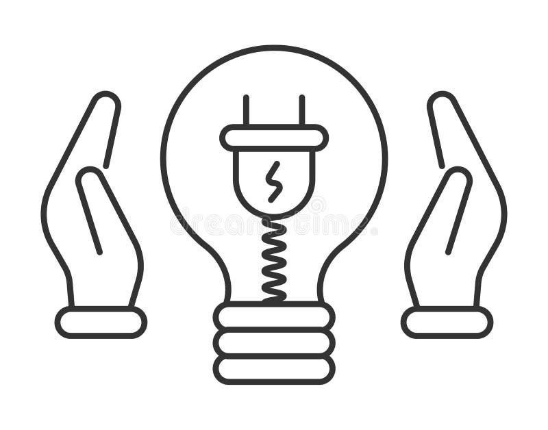 Power Saving Icon Vector. Lamp and Socket, Wire Inside Bulb Stock ...