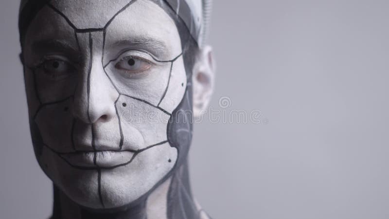 Futuristic Android Robot Working in Server Room Stock Video - Video of ...