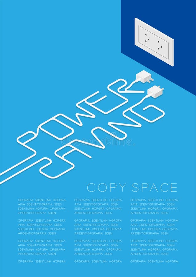Power Saving Text Made from Plug Cable White Color, Environment Concept ...