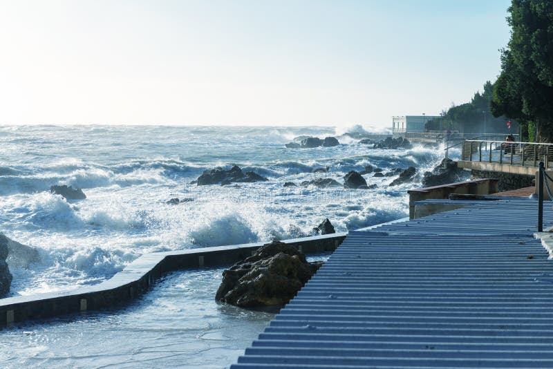 Power of Sea Waves on the Coast Stock Image - Image of dark, coast ...