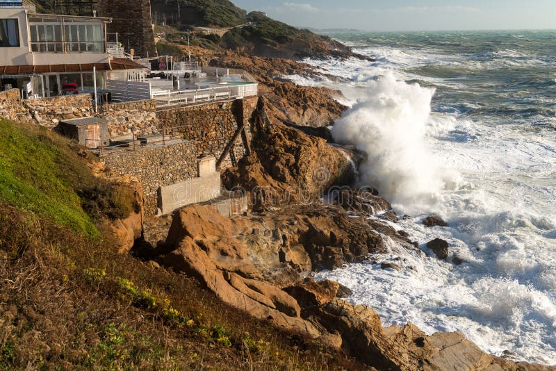 Power of Sea Waves on the Coast Stock Image - Image of splash, rough ...