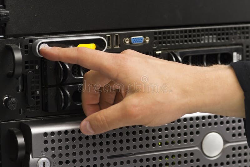 Power Button on a Server stock image. Image of macro - 29582527