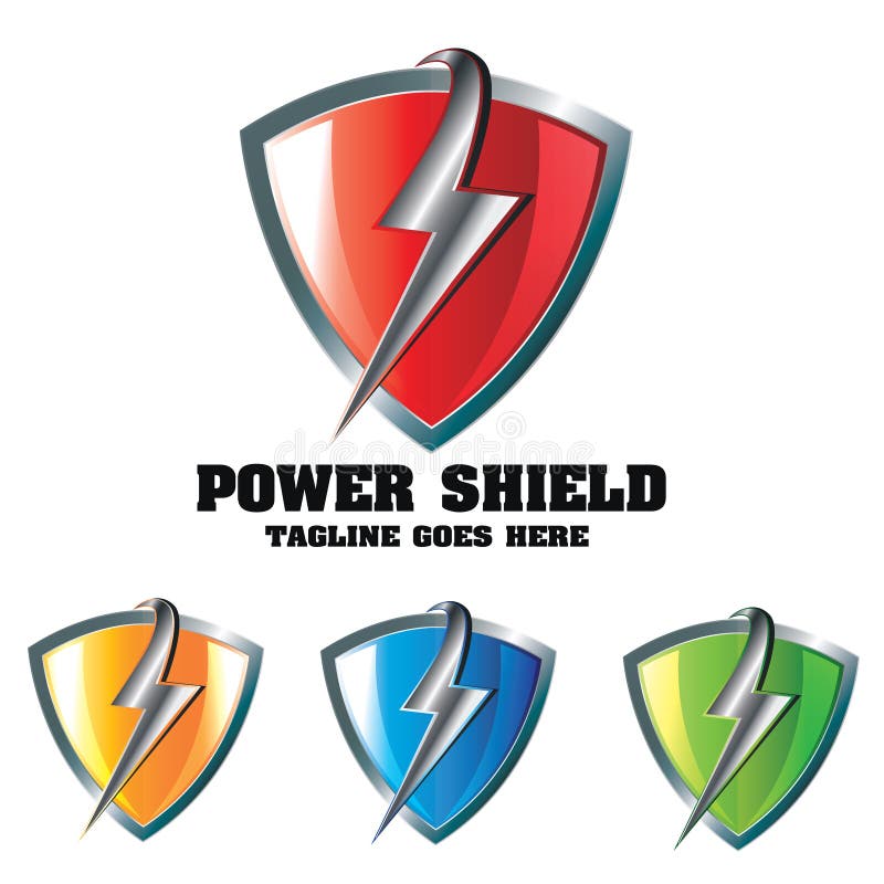 Power Shield Thunderbolt Concept Logo Design Stock Vector ...