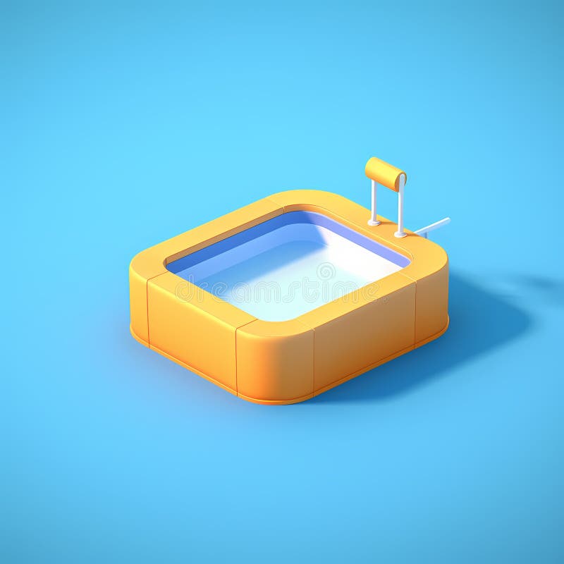 Power Shot of Tiny Swiming Pool Icon, a Small Square Pool with a Handle ...