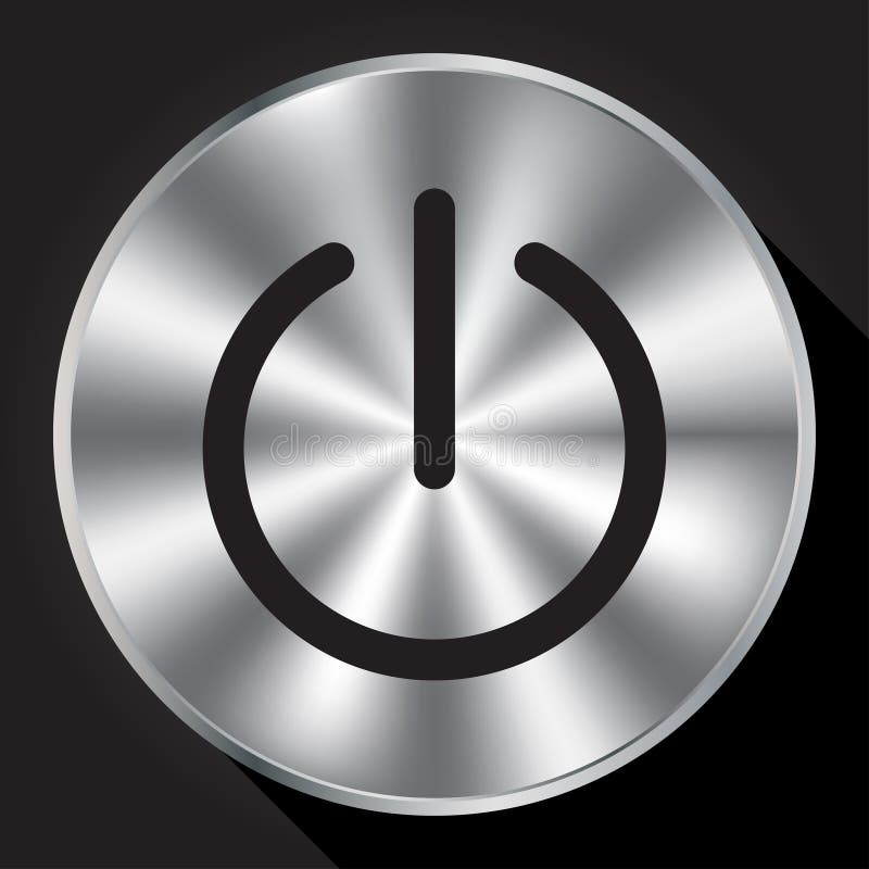 Power Sign on Metallic Button Stock Vector - Illustration of panel ...