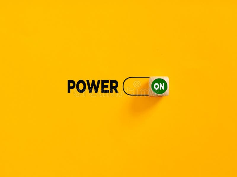 Power on Slider Button on Yellow Background. Power and Motivation ...