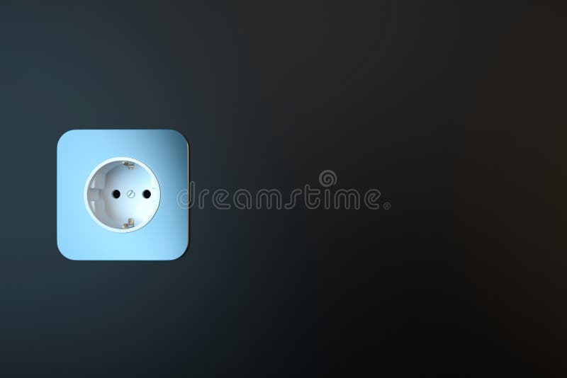 Power Socket on Black Wall. 3D Rendering Stock Illustration ...