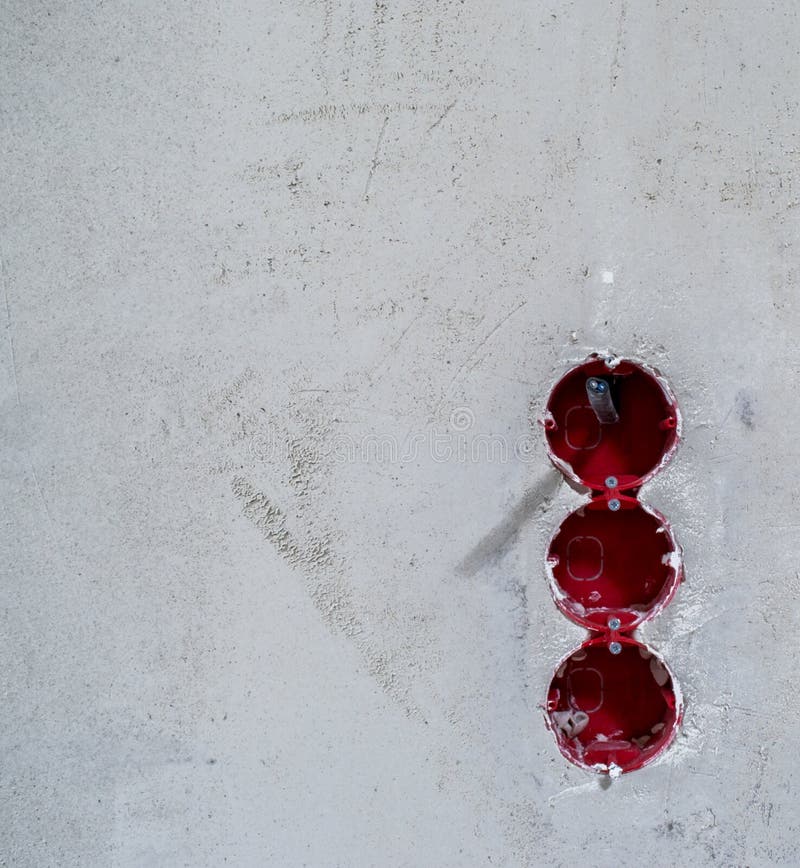 Power Socket Boxes. Installation of New Sockets. Plastered Wall Stock ...