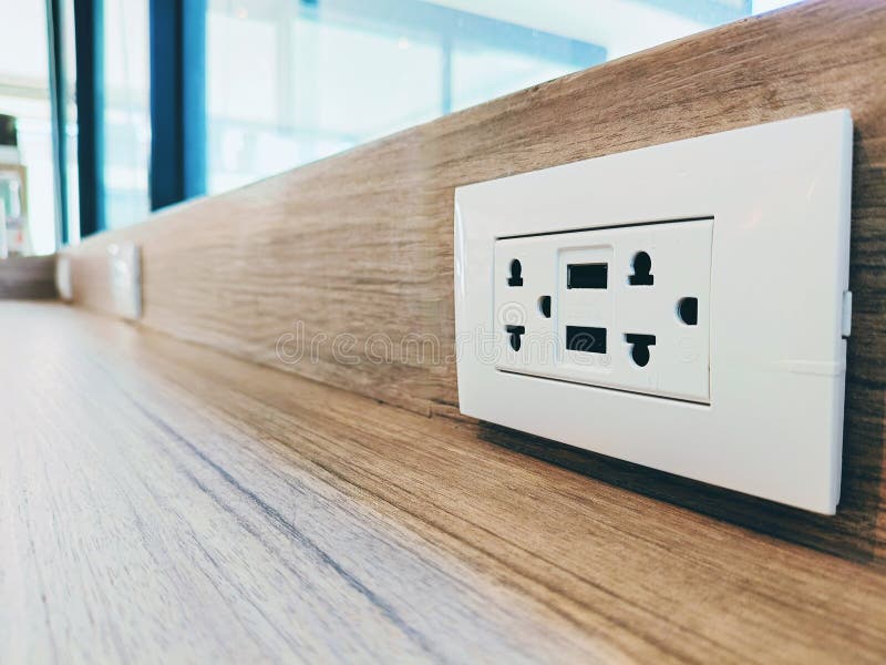 Power Socket in a Coffee Shop, Electrical Plug is the Technology for ...