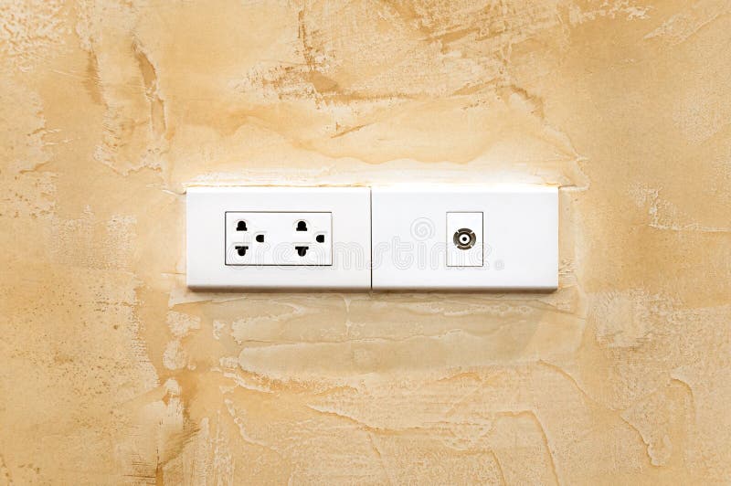 Power Socket at the Corner of a Wall,electric Ethernet and Antenna ...