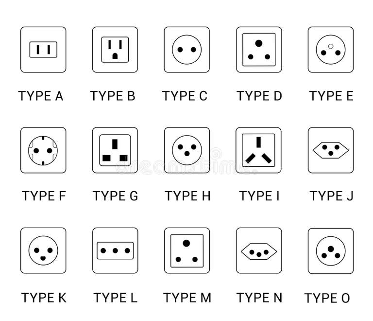 Power Socket Every Type Icon, Sign, Symbol, Element, Vector ...