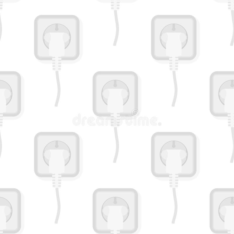 Power Socket. Vector Seamless Pattern with a Plug Included in the ...
