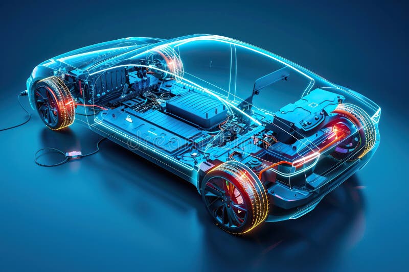 Power Source for Charging Battery of Beautiful Electric Car on Road ...