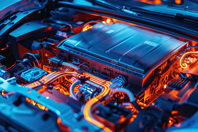 Power Source for Charging Battery of Beautiful Electric Car on Road ...