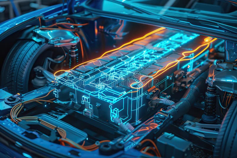 Power Source for Charging Battery of Beautiful Electric Car on Road ...