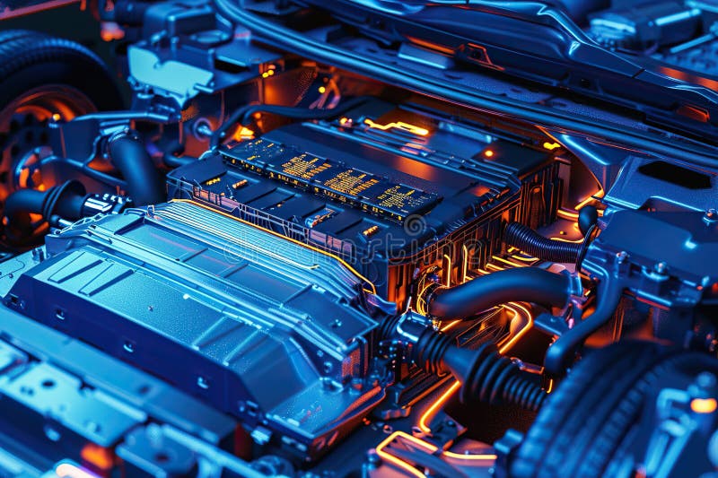 Power Source for Charging Battery of Beautiful Electric Car on Road ...