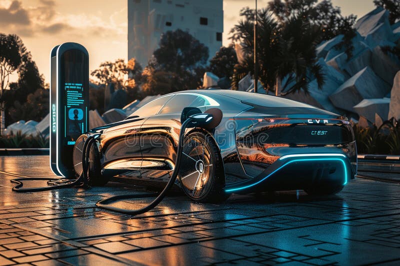 Power Source for Charging the Battery of a Electric Car Stock Image ...