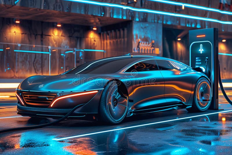 Power Source for Charging the Battery of a Electric Car Stock ...